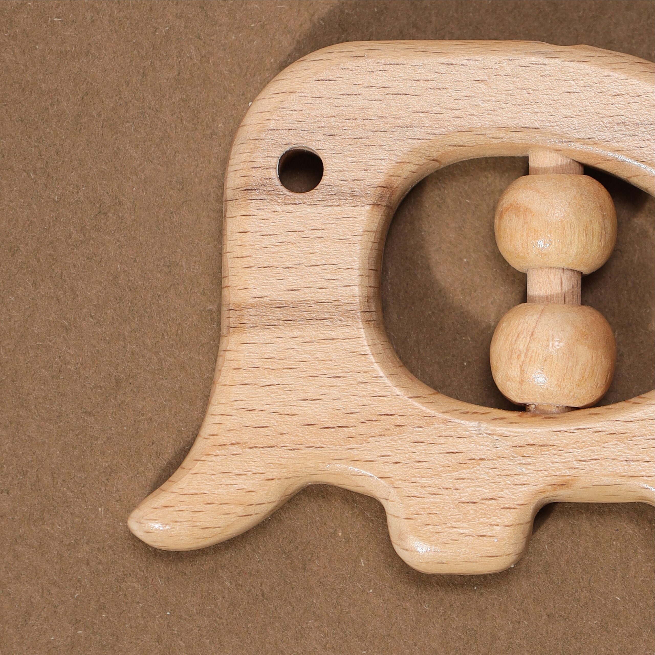Natural beech wood elephant teether - Furr Balls